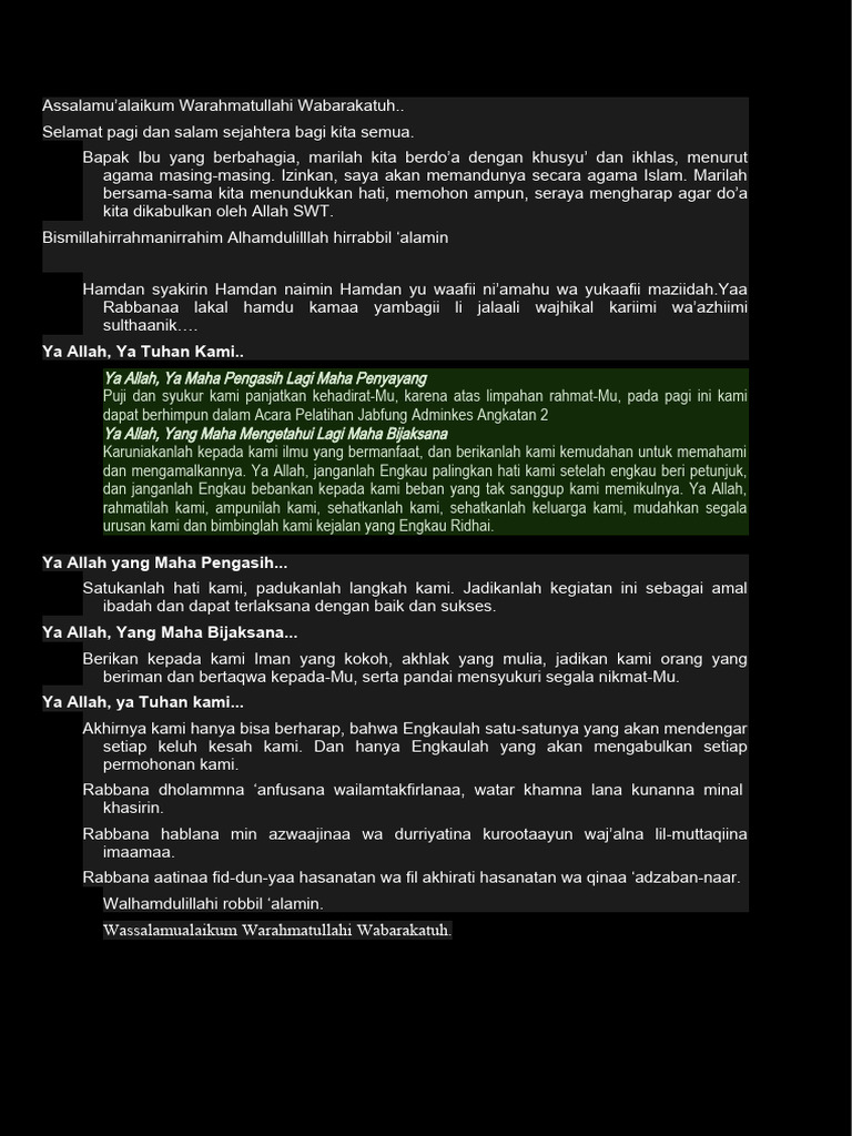 Ya Allah, Ya Tuhan Kami..: Wassalamualaikum Warahmatullahi Wabarakatuh | PDF