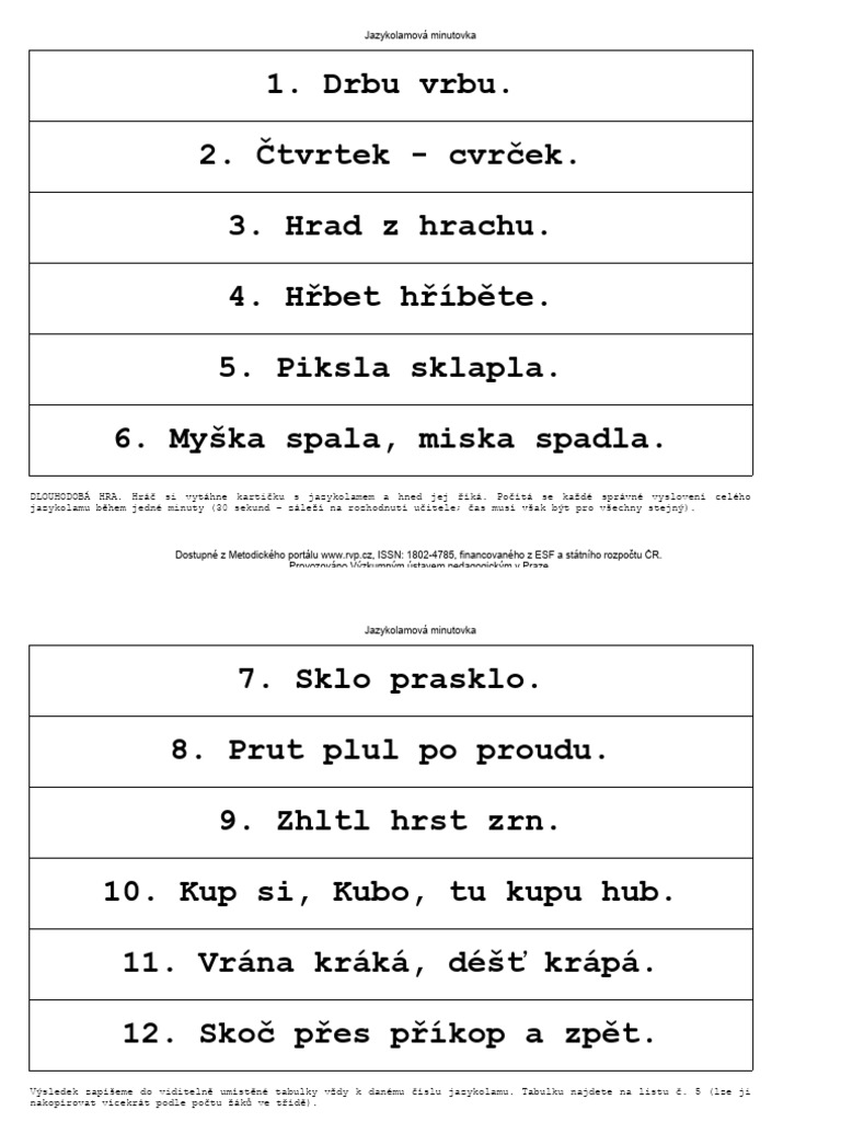 Jazykolamy - Dlouhodobá Hra | PDF