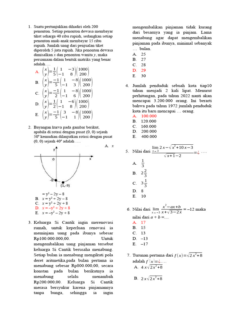 Soal - Bu - Ambar (1) (AutoRecovered) | PDF