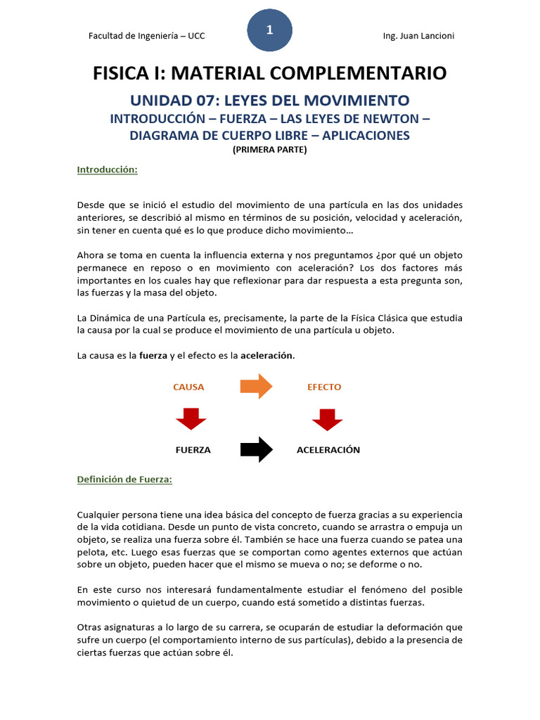 Fuerza - Leyes de Newton - DCL - Aplicaciones - Ucc | PDF | Fuerza ...