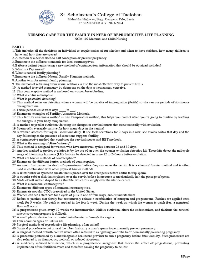 4 Nursing Care For The Family in Need of Reproductive Life Planning ...