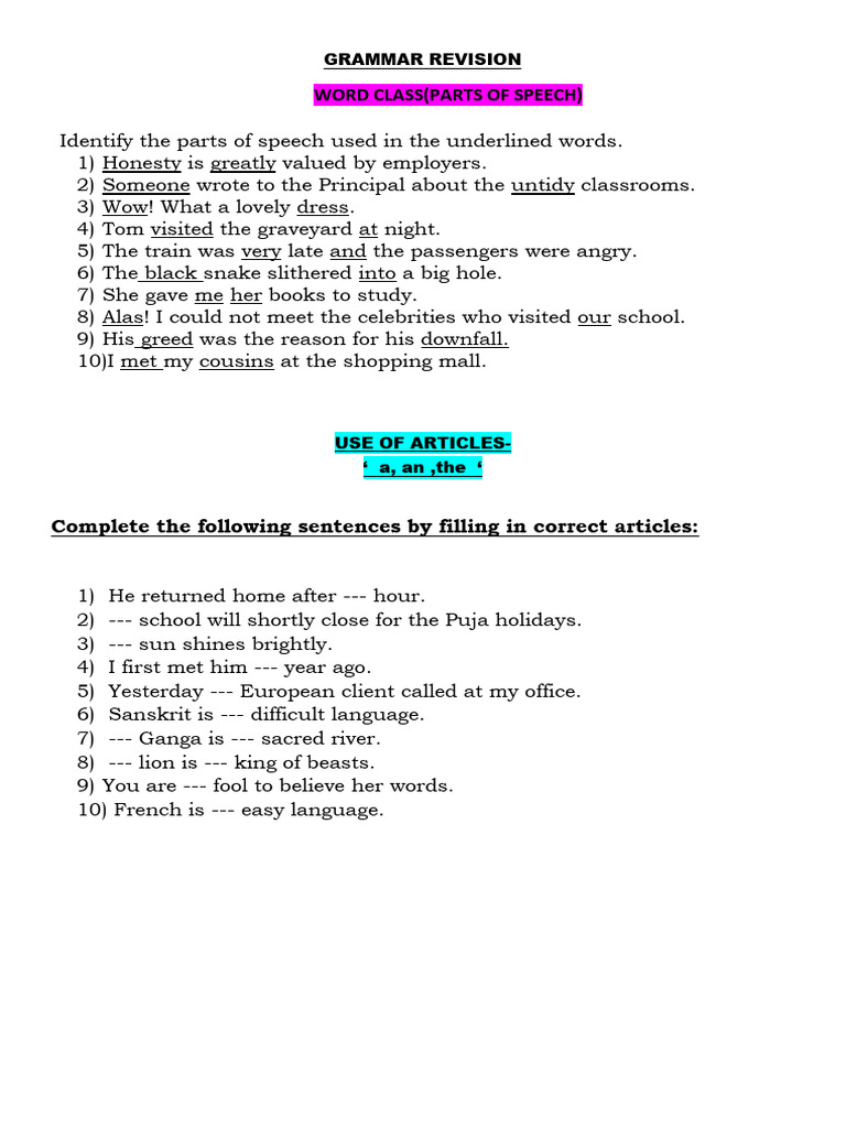 Grammar Revision | PDF