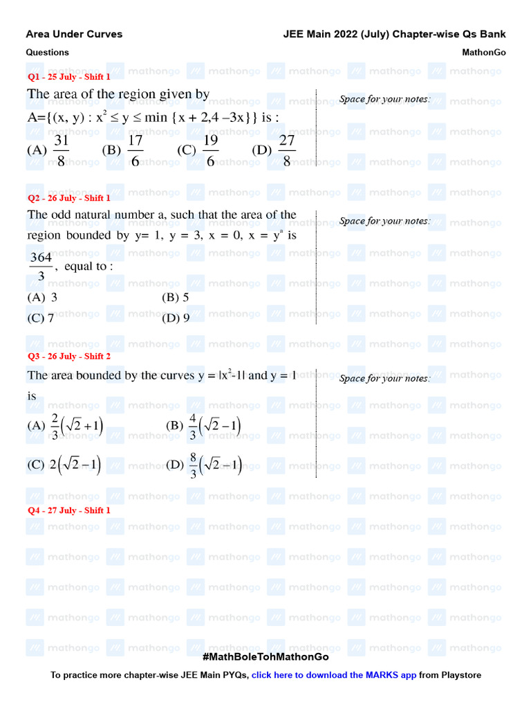 Area Under Curves | PDF
