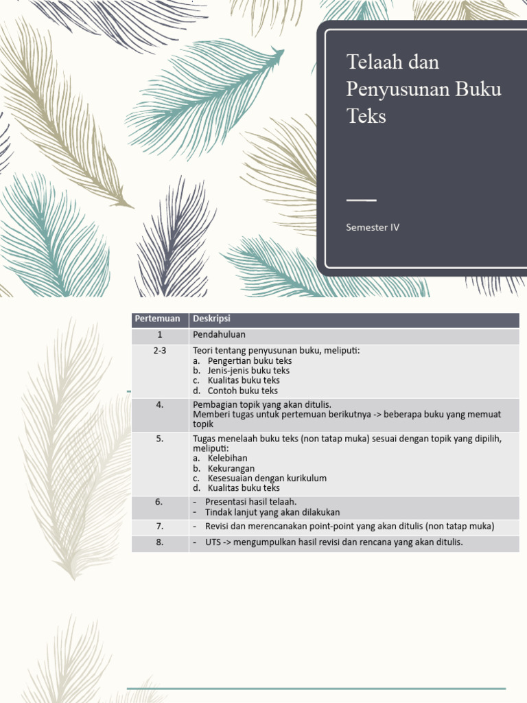 RPS Telaah Dan Penyusunan Buku Teks | PDF | Seni & Disiplin Bahasa