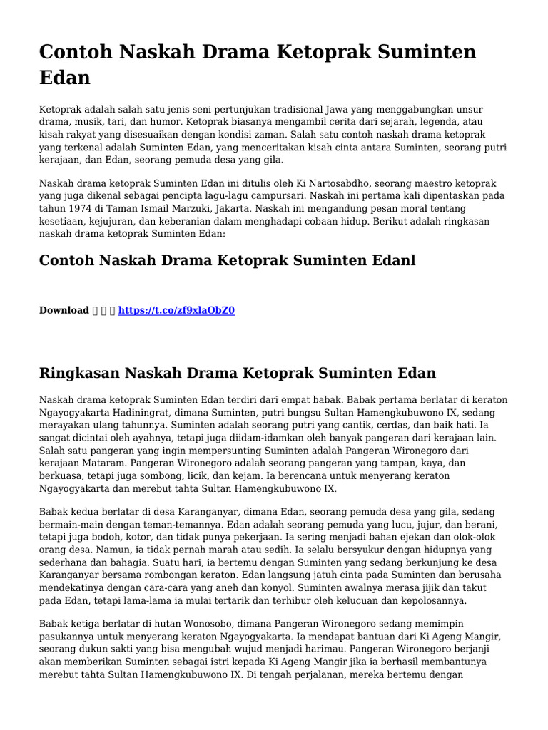 Contoh Naskah Drama Ketoprak Suminten Edanl | PDF | Klasik