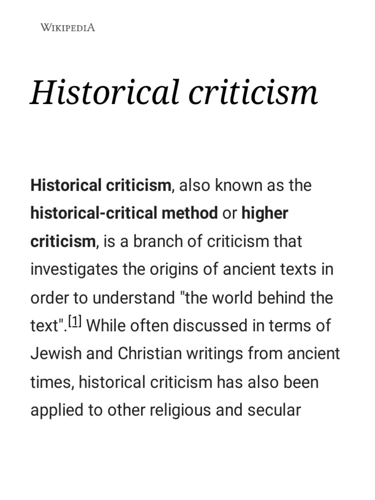 Understanding Historical Criticism | PDF