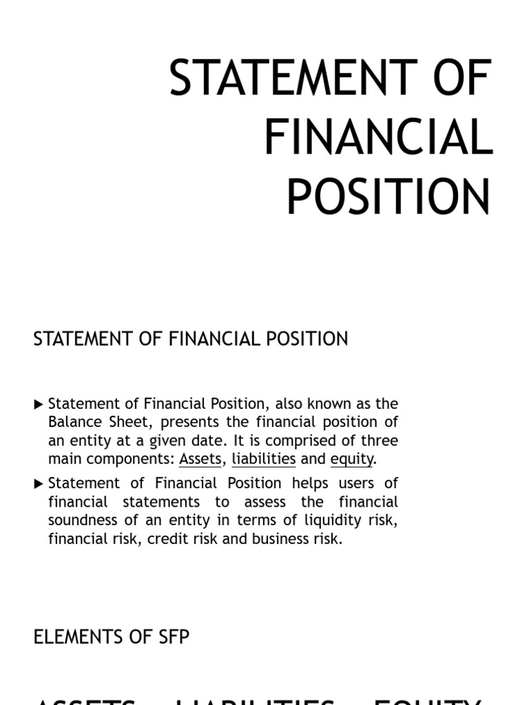 Understanding the Statement of Financial Position | PDF | Balance Sheet ...