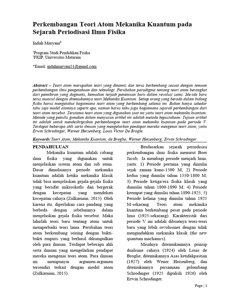 Perkembangan Teori Atom Kuantum | PDF