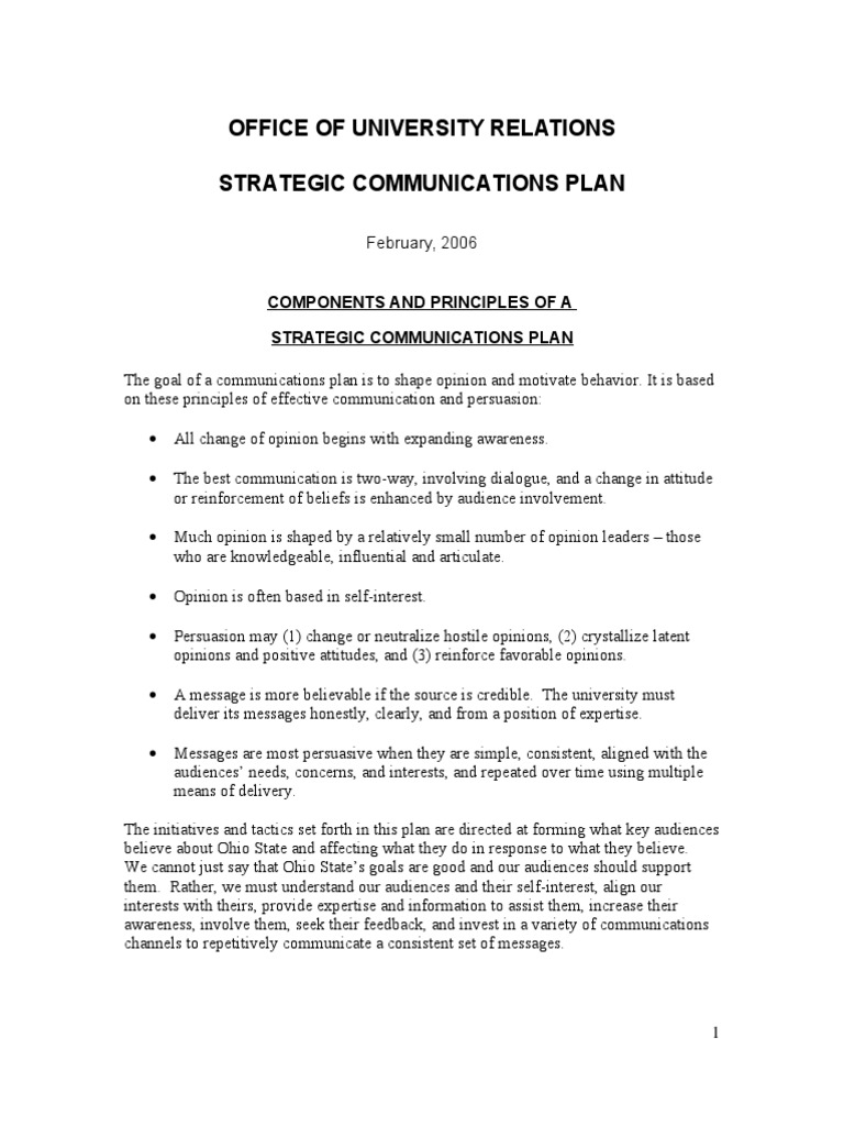 University Relations - Strategic Communications Plan 2 | PDF ...