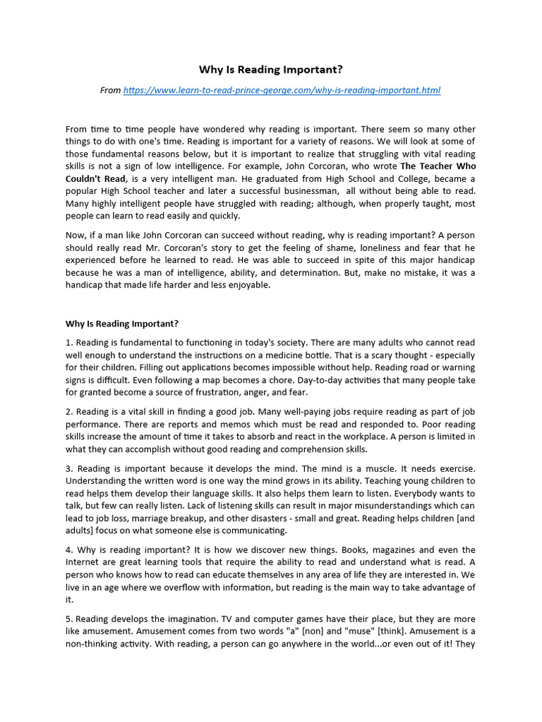 Meeting 1 Why Is Reading Important | PDF | Cognitive Science ...