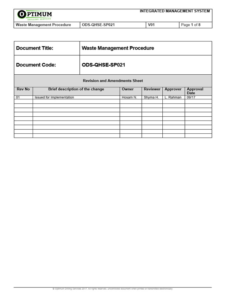 Waste Management Procedure Overview | PDF | Waste | Hazardous Waste
