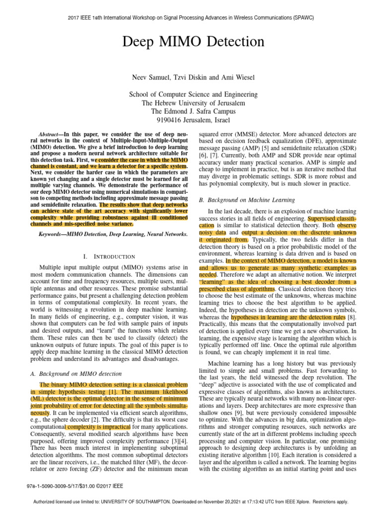 Deep MIMO Detection | PDF | Deep Learning | Mimo