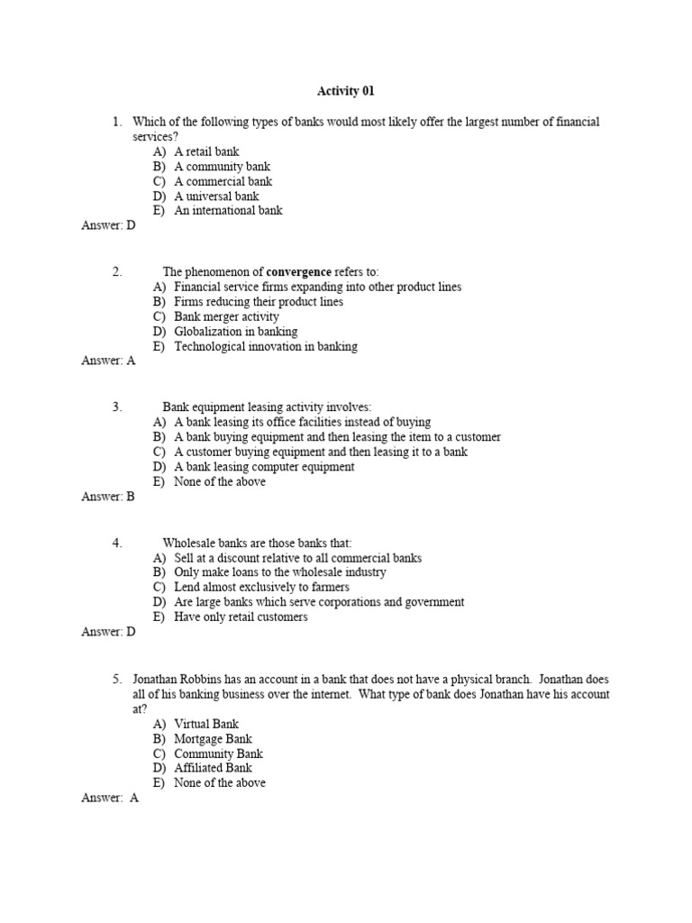 Activity 01 | PDF | Banks | Loans