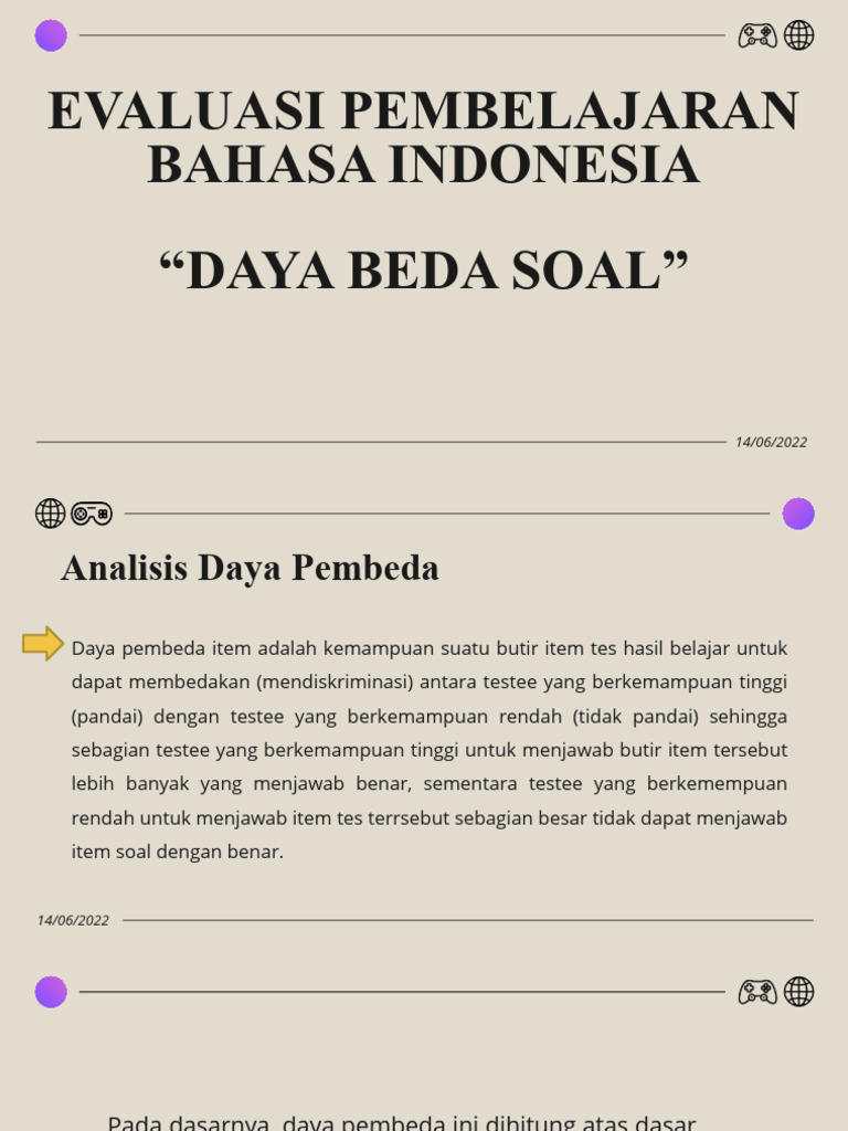 Daya Beda Soal (Evaluasi Pembelajaran BI) | PDF