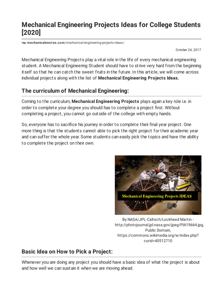 Mechanical Engineering Project Ideas | PDF | Unmanned Aerial Vehicle ...