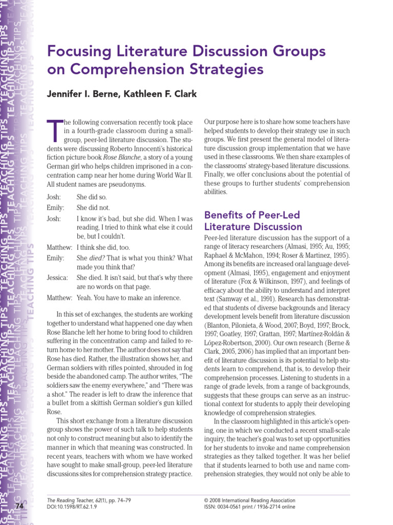Literature Discussions for Comprehension | PDF