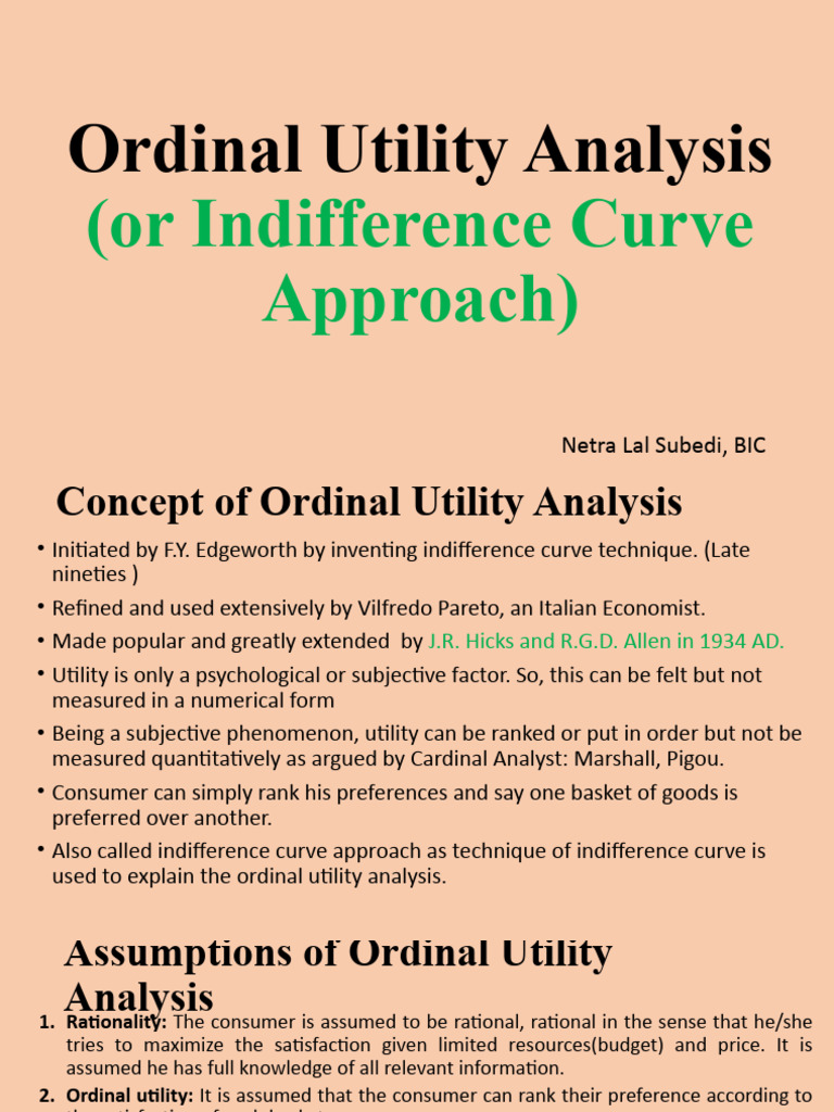 Ordinal Utility Analysis | PDF | Utility | Marketing