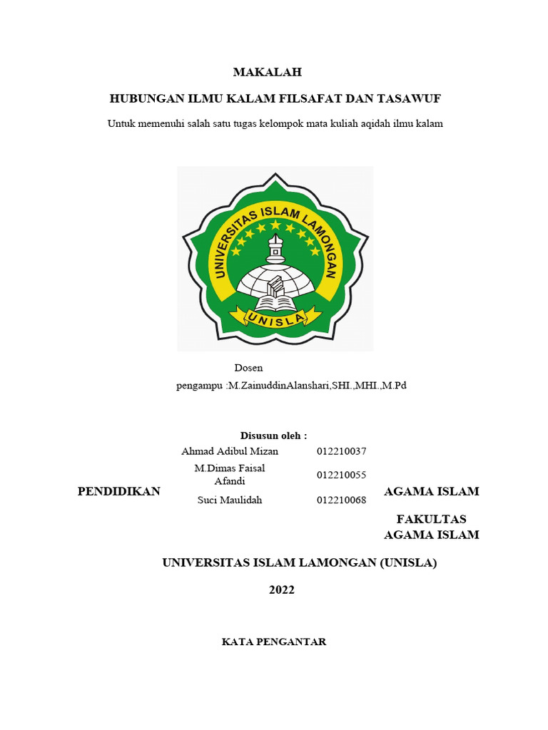 Hubungan - Ilmu - Kalam - Filsafat - Dan - Tasawuf 1-1 | PDF Hubungan - Ilmu - Kalam - Filsafat - Dan - Tasawuf 1-1 | PDF