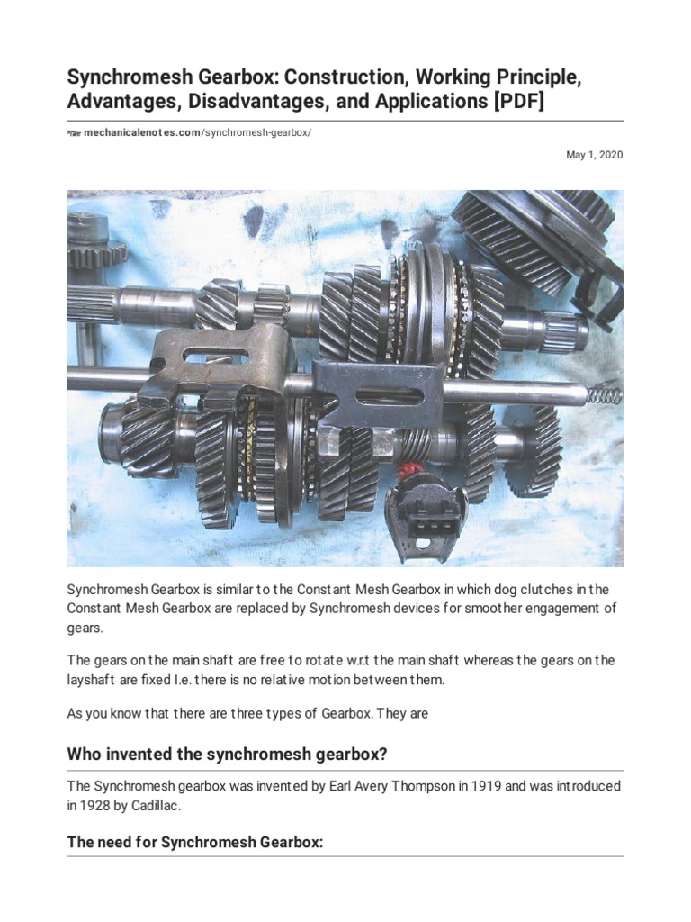 Synchromesh Gearbox: Overview and Insights | PDF | Manual Transmission ...