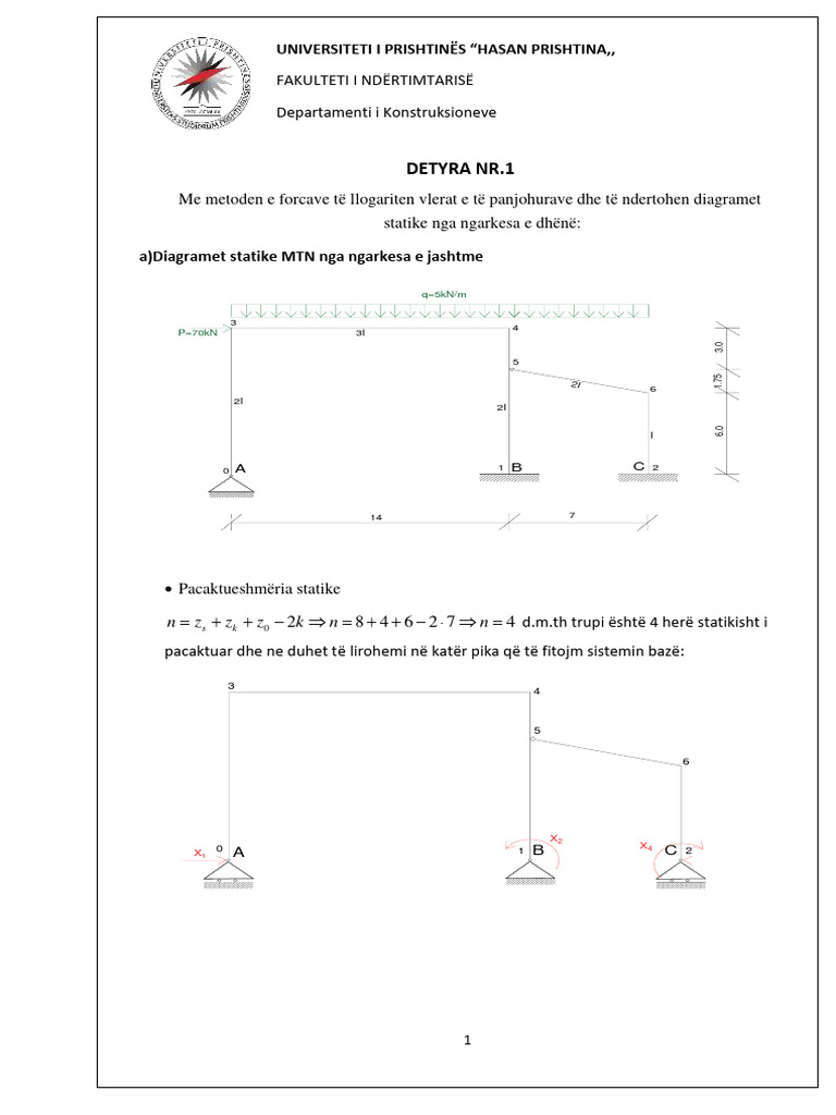 Detyra 1-Statikë 2 | PDF
