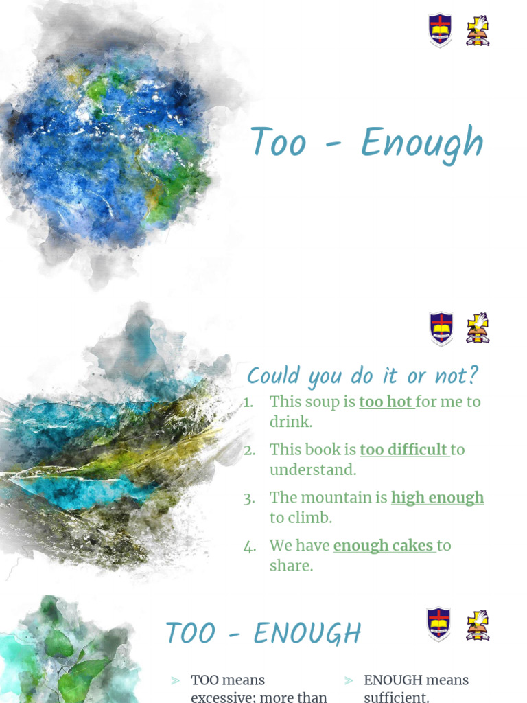 Understanding "Too" vs. "Enough" | PDF | Language Arts & Discipline