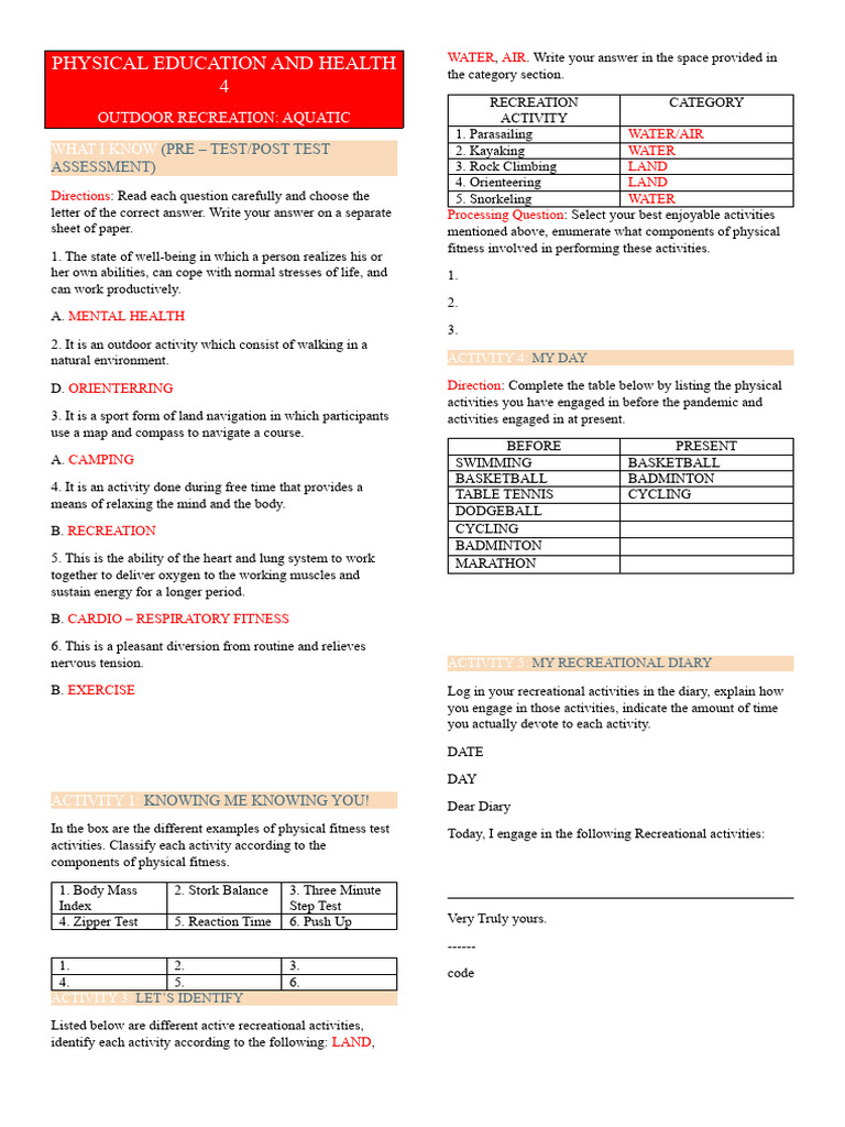 Physical Education and Health 4 | PDF