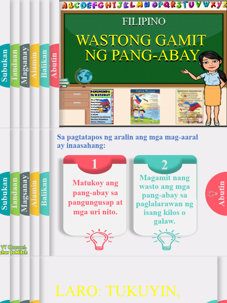 Filipino - PPT For COT - Wastong Gamit NG Pang-Abay | PDF