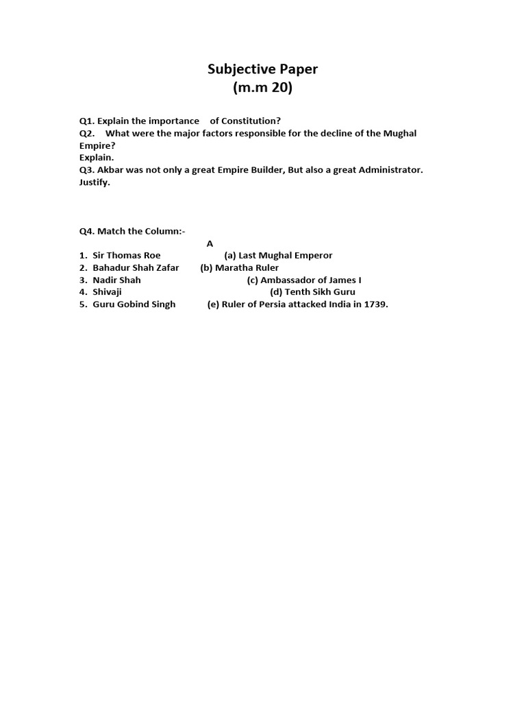 Subjective Paper | PDF