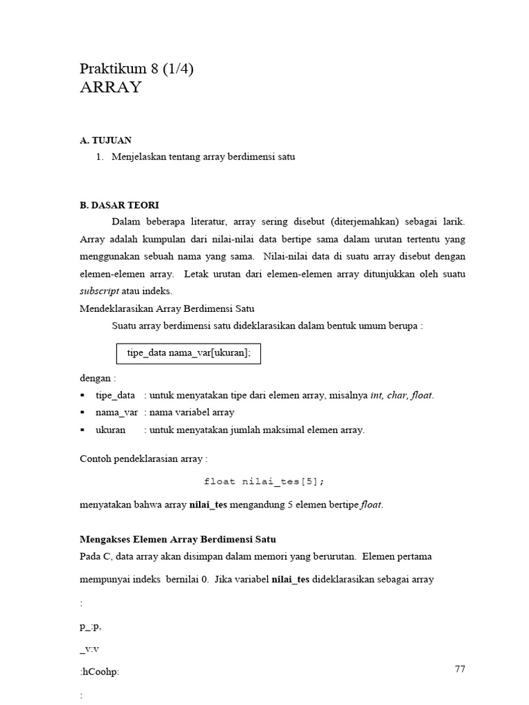 Panduan Deklarasi dan Akses Array C | PDF