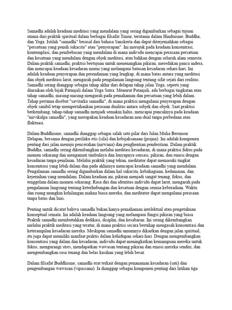 Filsafat Samadhi 441490 | PDF | Pengembangan Diri