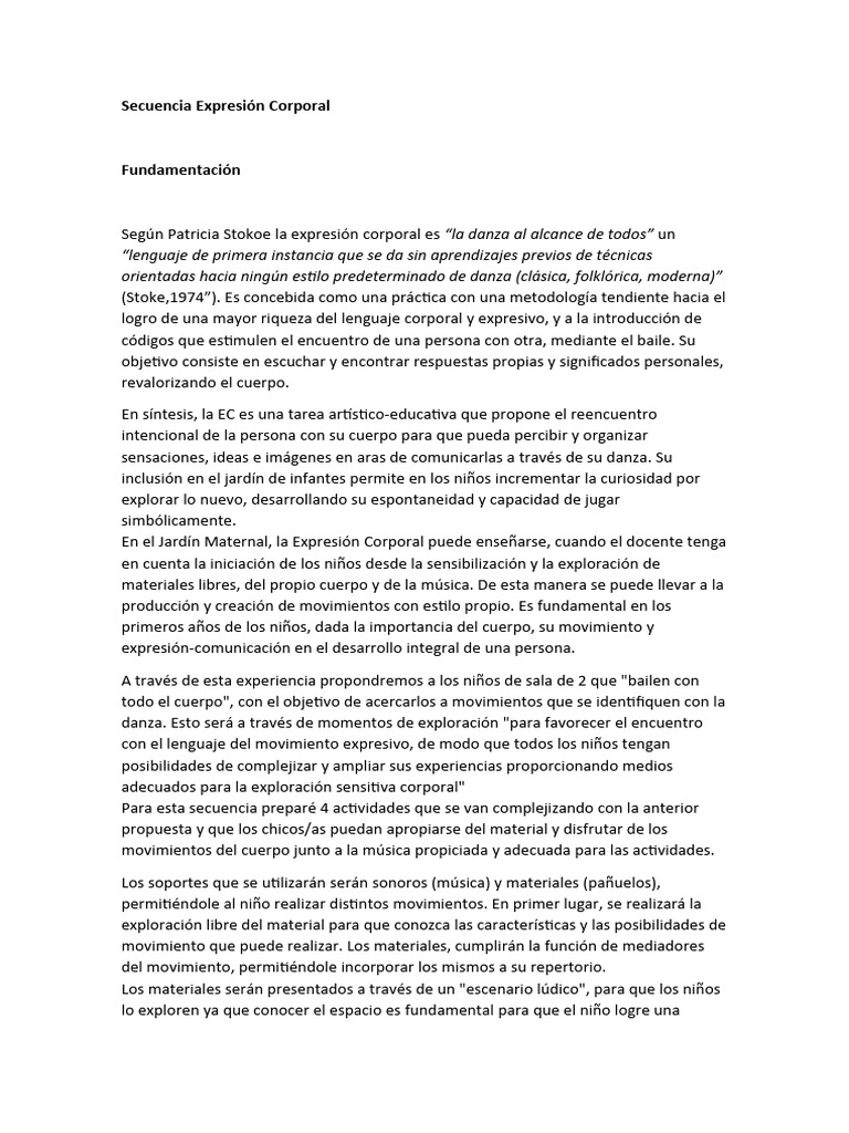 Actividades de Expresión Corporal Infantil | PDF | Bailes | Educación ...