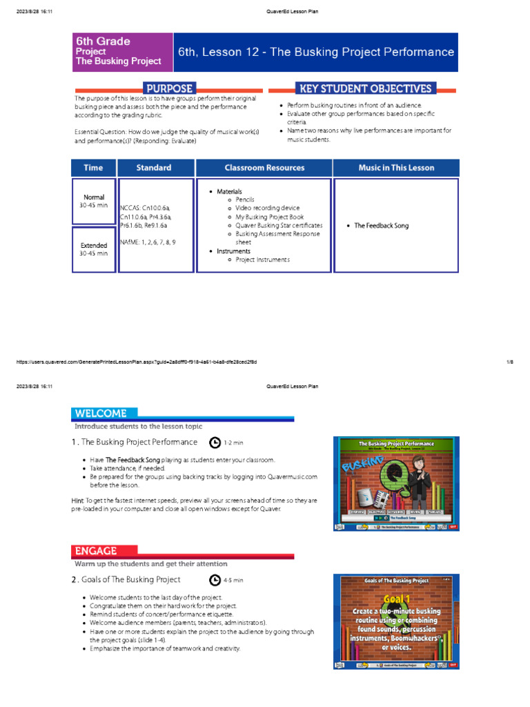 QuaverEd Lesson Plan 6-12 | PDF | Lesson Plan | Rubric (Academic)