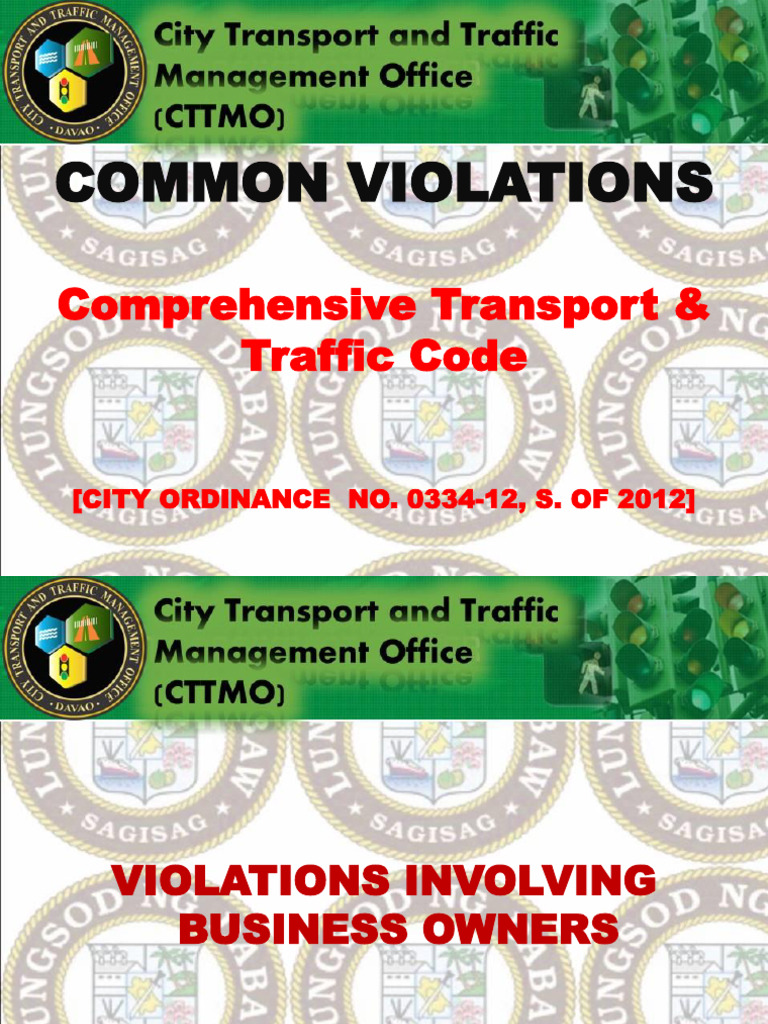 Common Violations Comprehensive Transport Traffic Code | PDF | Traffic ...