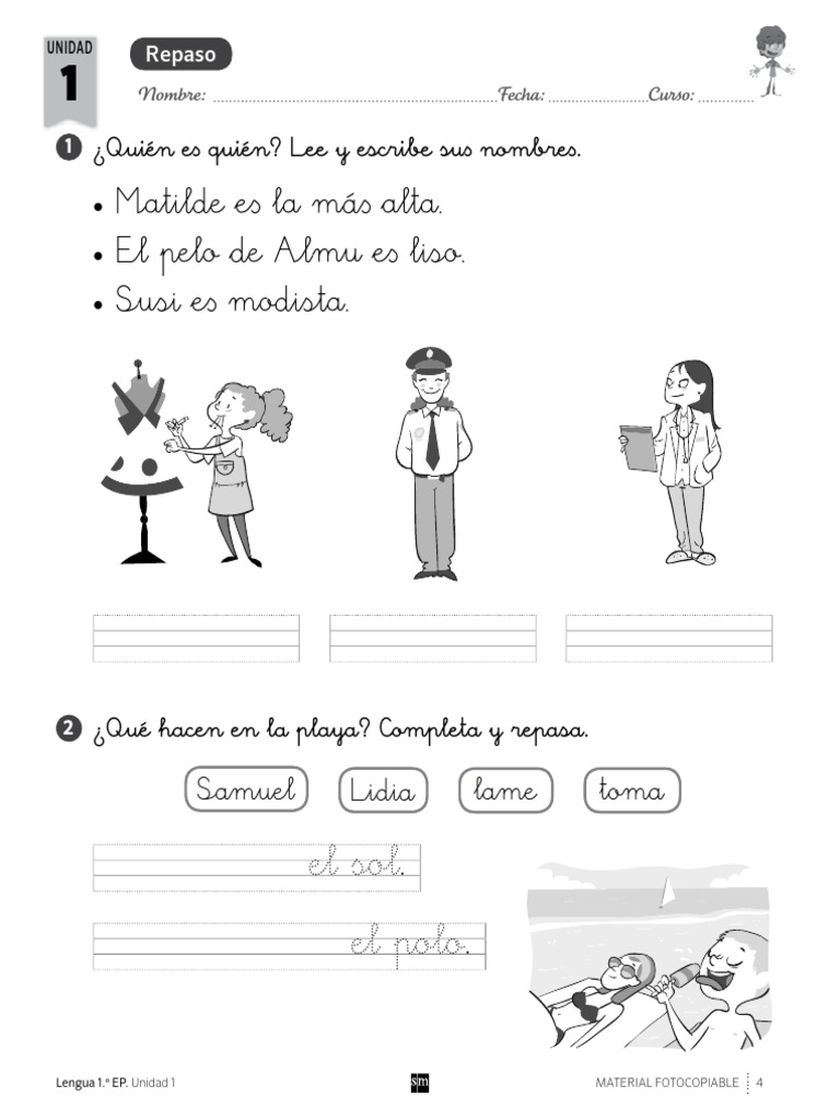 Repaso Lengua 1º | PDF