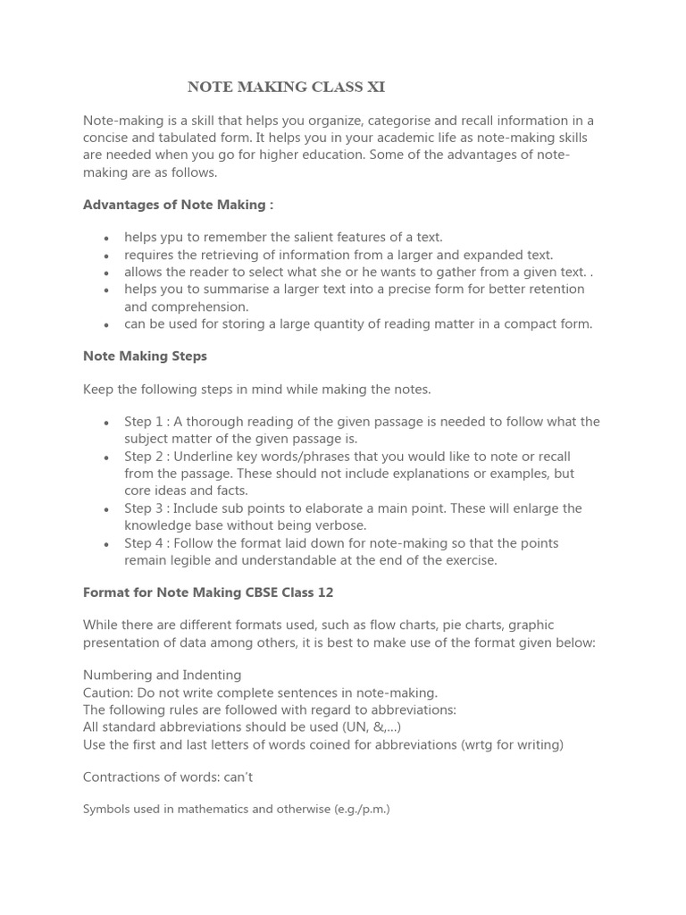 Note Making Class Xi 2022-23 | PDF | Sleep | Sleep Deprivation