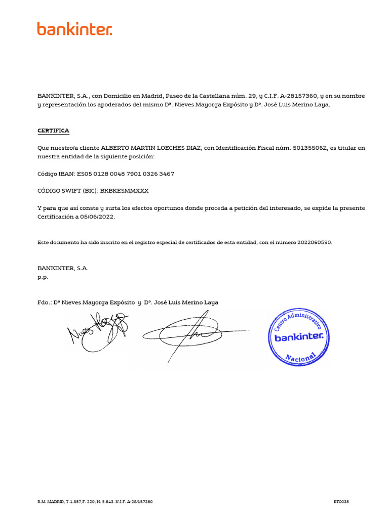 Certificado Cuenta Bancaria | PDF