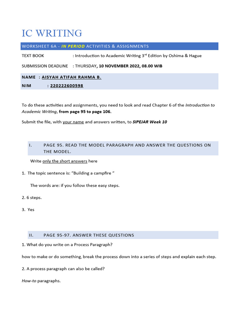 Worksheet 6a | Download Free PDF | Paragraph | Books
