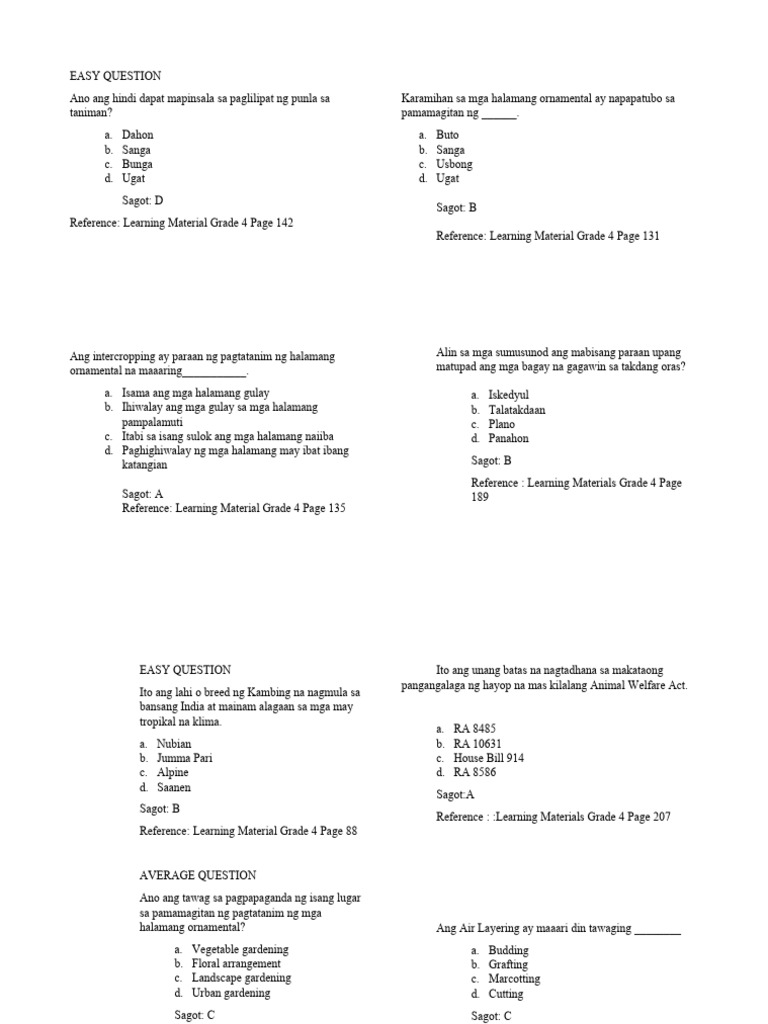 Agri Quiz Questionaire | PDF