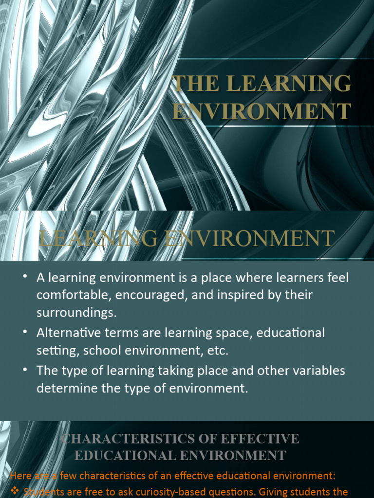 Unit 1 - Chapter 3 - The Learning Environment | PDF | Learning | Educational Technology