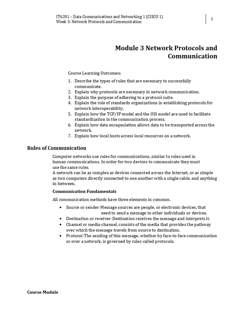 W3 Module Network Protocols and Communication | PDF | Internet Protocol Suite | Computer Network