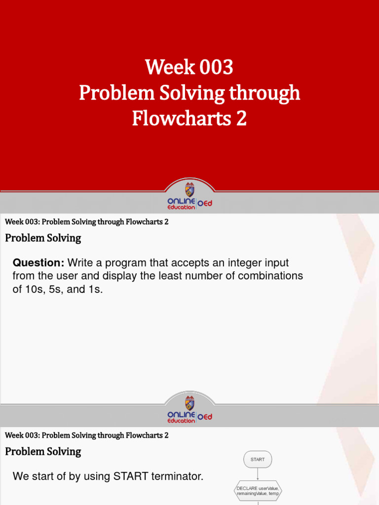 W3-Presentation-Problem Solving Through Flowcharts 2 | PDF | Software Engineering | Arithmetic