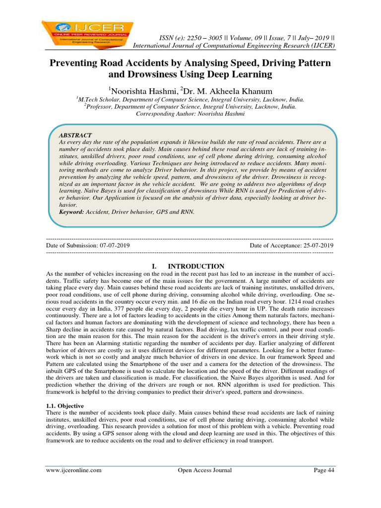 Preventing Road Accidents by Analysing Speed, Driving Pattern and ...
