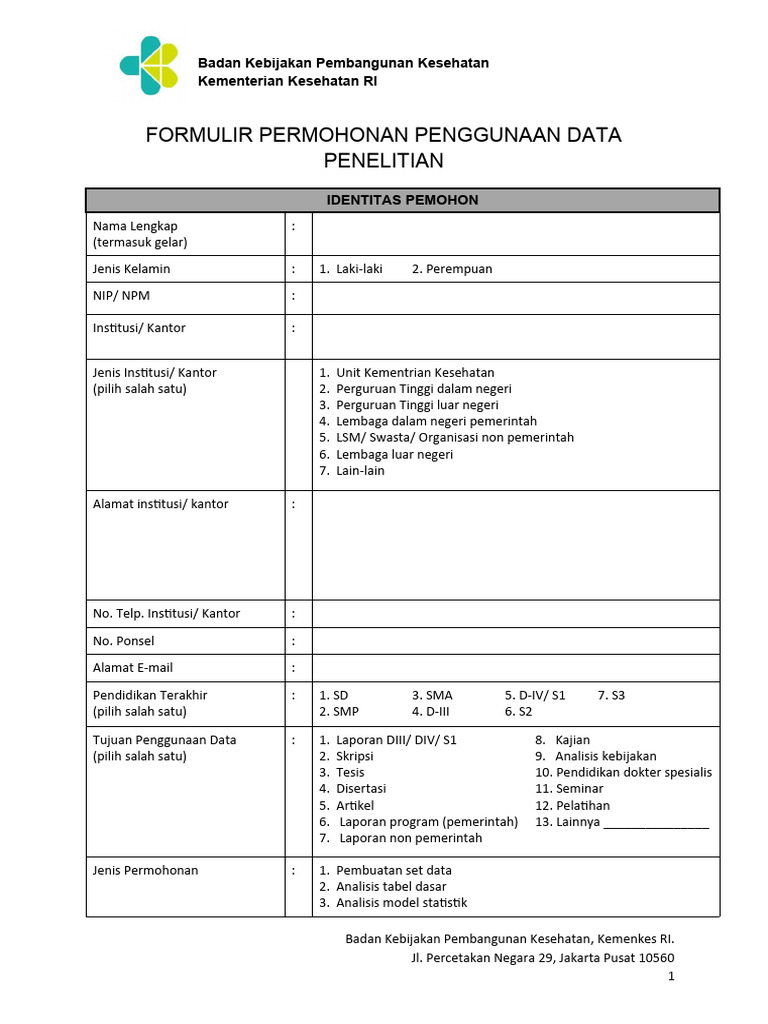 Form Permintaan Data | PDF | Pengembangan Diri