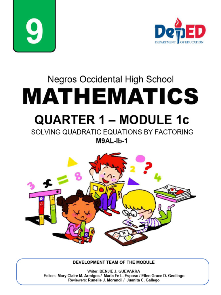 3 MATH 9 - M1 - Lesson 1C Final Qa DIGITAL | PDF | Factorization ...