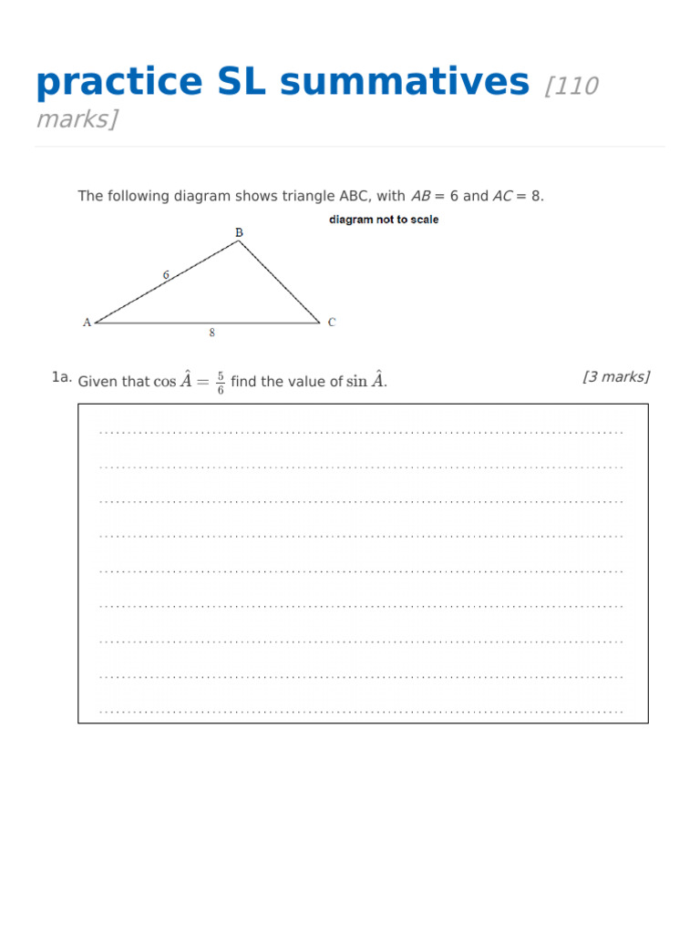 Ibdp Maa SL Practice Questions | PDF | Mathematical Analysis | Numbers