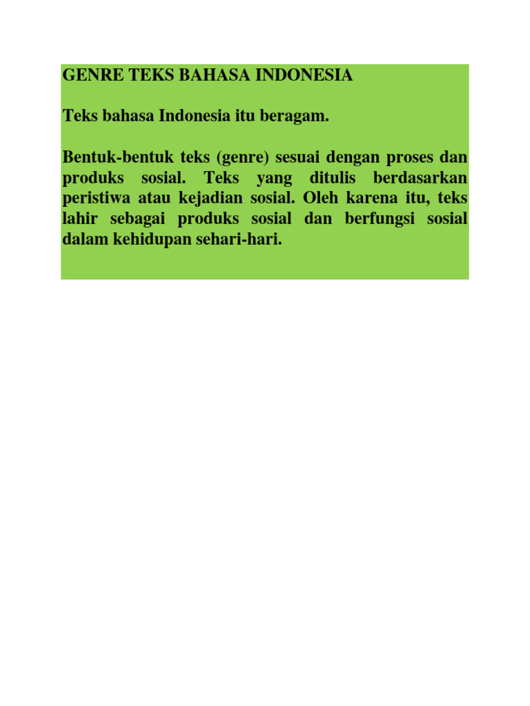Genre Teks Bahasa Indonesia | PDF