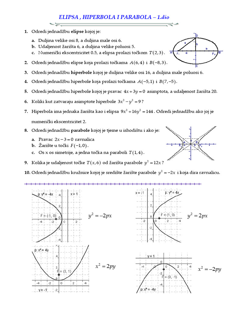 Elipsa-hiperbola-parabola-zadaci-na-satu | PDF