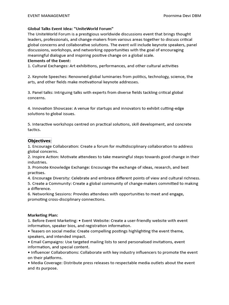 Global Talks Event Idea | PDF