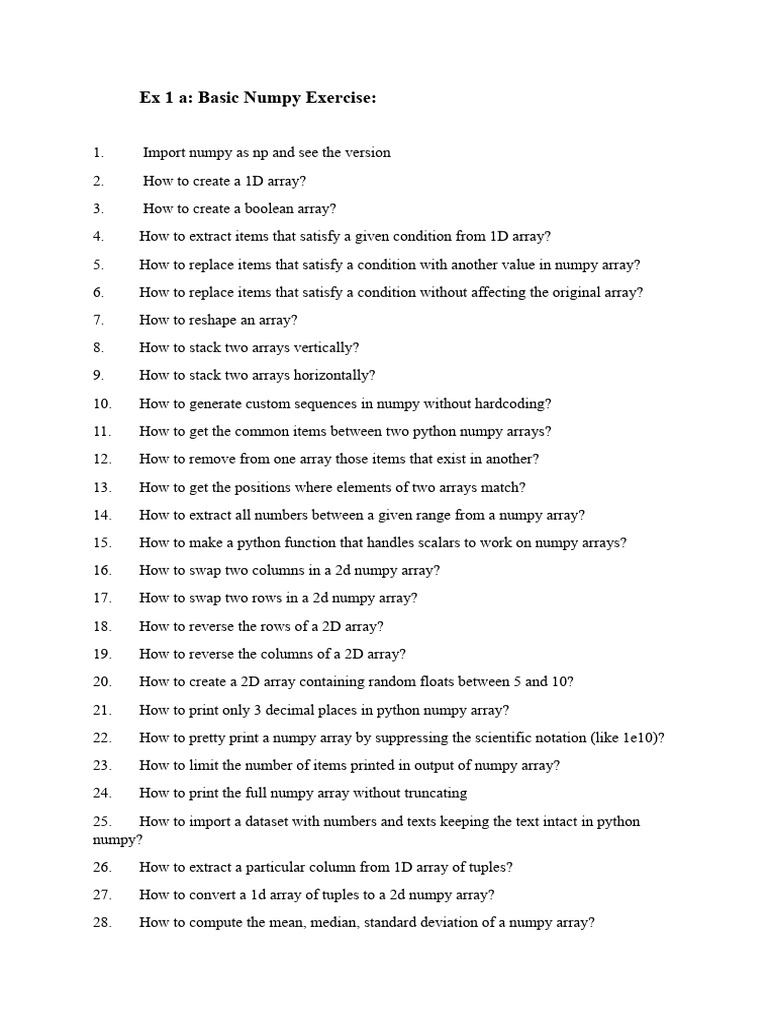 Ex 1 A Numpy Ex Pdf Computer Programming Computing