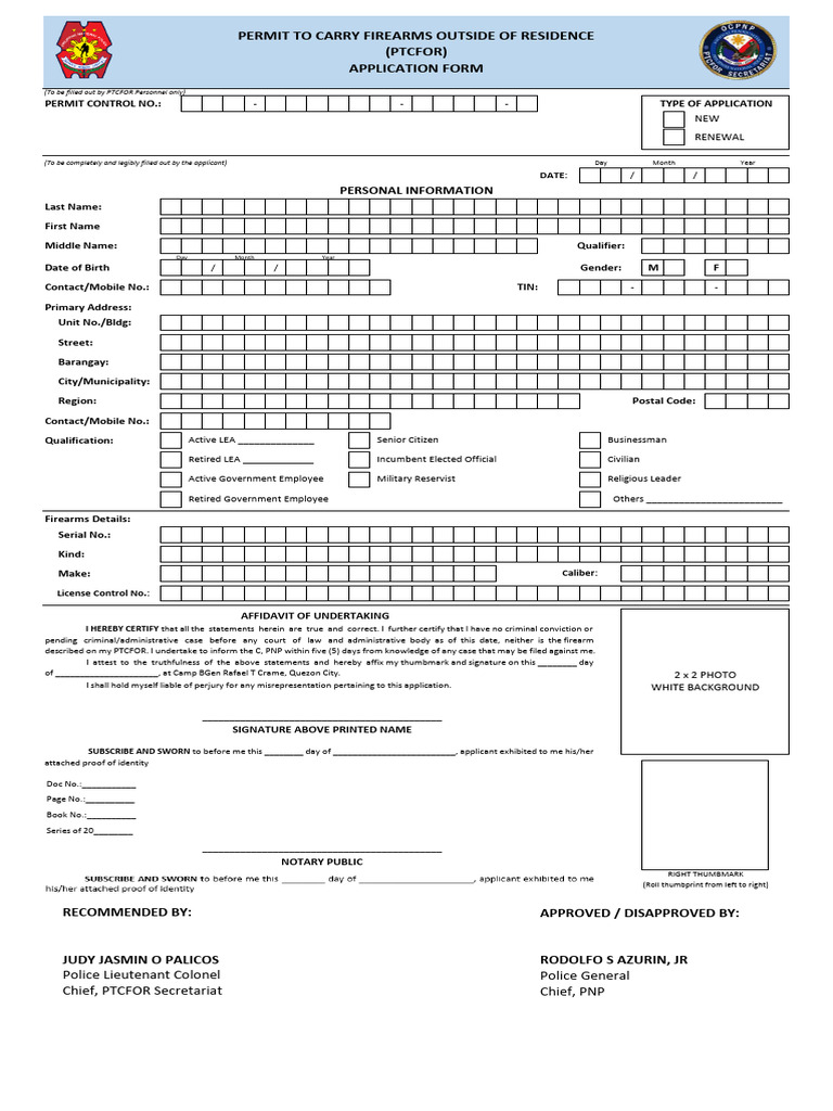 PTCFOR Application Form Guide | PDF | Common Law | Government